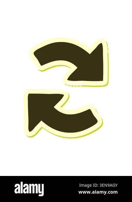 changing color animation of sticker of a cute cartoon directional arrow ...