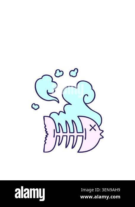 stretching up animation of hand drawn quirky cartoon dead fish Stock ...