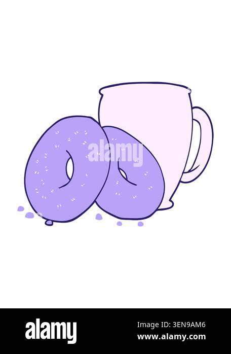 power up animation of cartoon coffee and donuts Stock Video Footage - Alamy