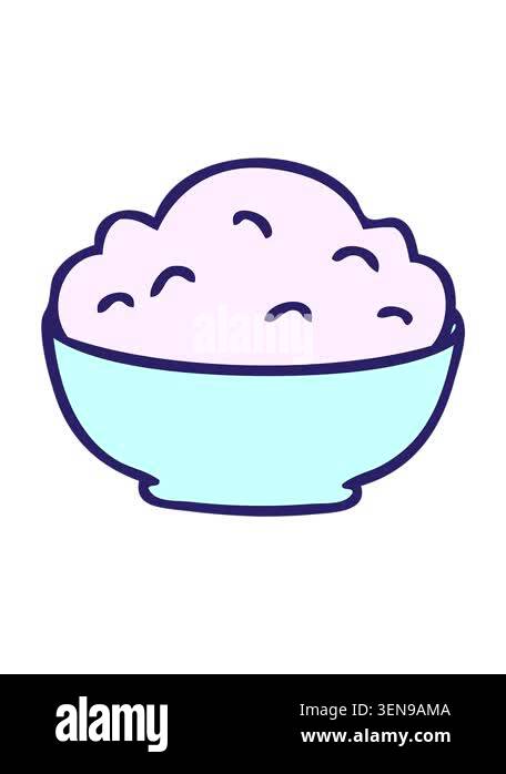vibrating motion animation of hand drawn quirky cartoon bowl of mash ...