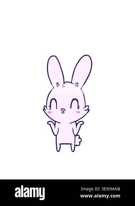 stretching up animation of cute cartoon rabbit design Stock Video ...