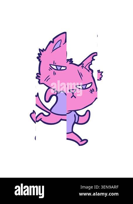 splitting motion animation of tough cartoon cat running Stock Video ...