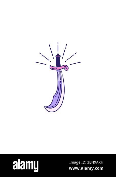 sales flash animation of tattoo style scimitar sword Stock Video ...