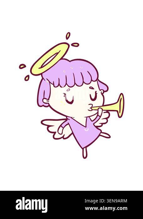 vibrating motion animation of cute cartoon angel in bright glow color ...