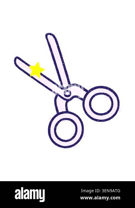 twinkling stars effect animation of Scissors Chalk Drawing Stock Video ...