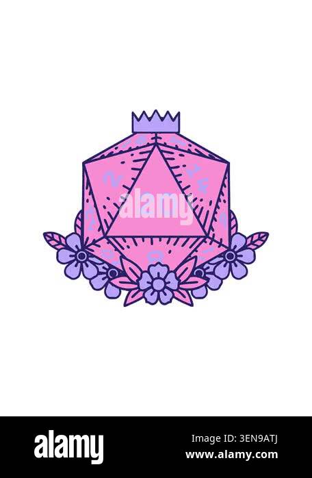 attention grabbing animation of Retro Tattoo Style natural 20 D20 dice ...