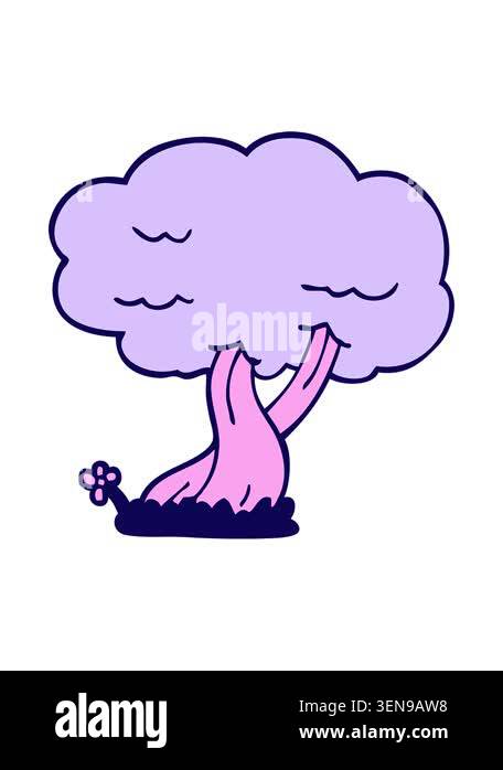 neon light effect animation of cartoon doodle tree Stock Video Footage ...