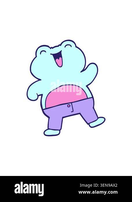 spinning motion animation of funny cartoon doodle frog Stock Video ...