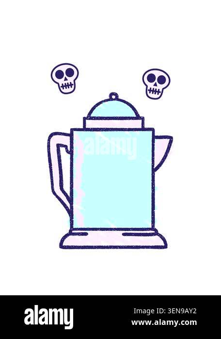 spinning skulls animation of Coffee Kettle Chalk Drawing Stock Video ...
