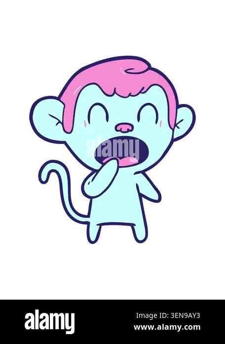 pixelize effect animation of yawning cartoon monkey Stock Video Footage ...