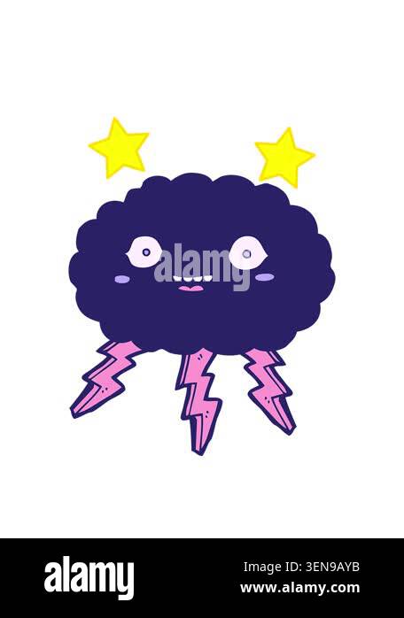 spinning stars animation of happy cartoon rain cloud Stock Video ...