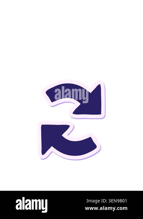 jumping motion animation of sticker of a cute cartoon directional arrow ...