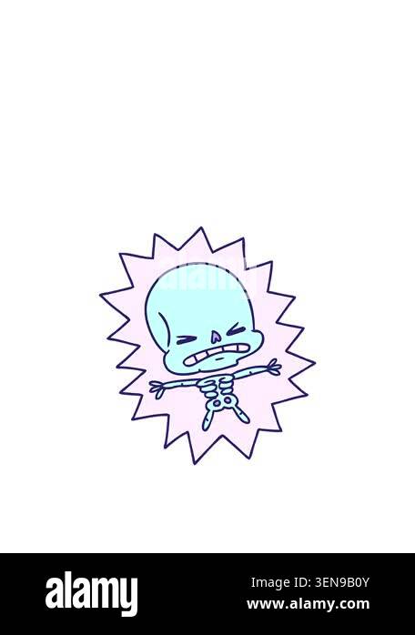 jumping motion animation of freehand drawn cartoon of a scary skeleton ...