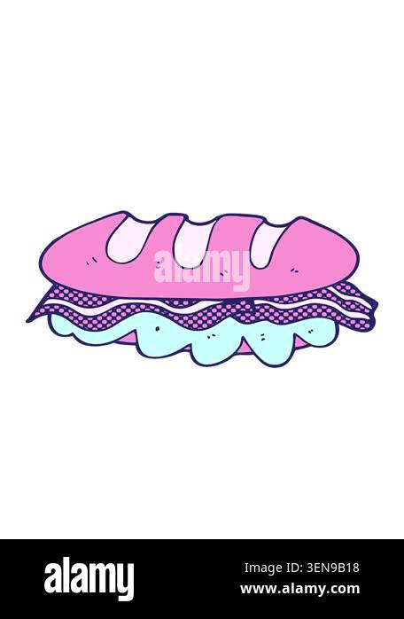 bobbing motion animation of freehand drawn cartoon huge sandwich Stock ...