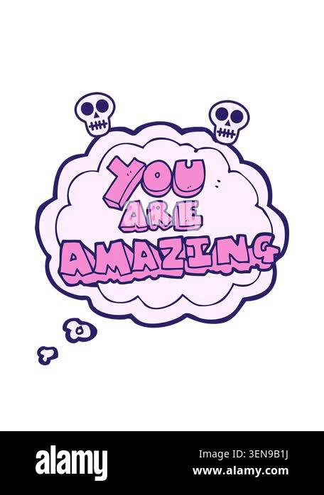 spinning skulls animation of freehand drawn thought bubble cartoon you ...