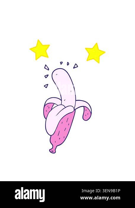 spinning stars animation of banana cartoon Stock Video Footage - Alamy
