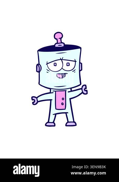 neon light effect animation of a cartoon robot character design Stock ...