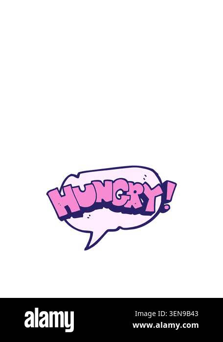 jumping motion animation of freehand drawn speech bubble cartoon hungry ...