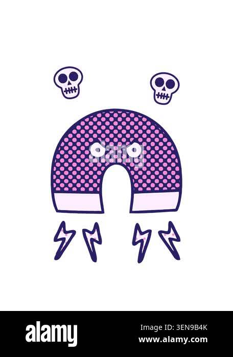 spinning skulls animation of comic book style cartoon of a magnet Stock ...
