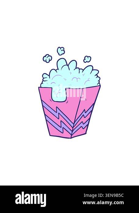 attention grabbing animation of cartoon box of popcorn Stock Video ...