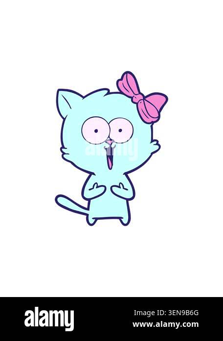 radioactive glowing animation of a cartoon kitten drawing Stock Video ...