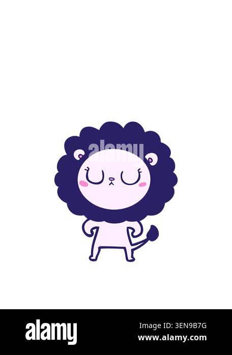 stretching up animation of cartoon lion image Stock Video Footage - Alamy