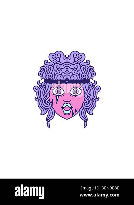 sales flash animation of Retro Tattoo Style human barbarian character ...