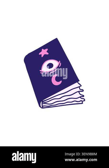 starburst effect animation of a spooky spellbook with eyeball Stock ...