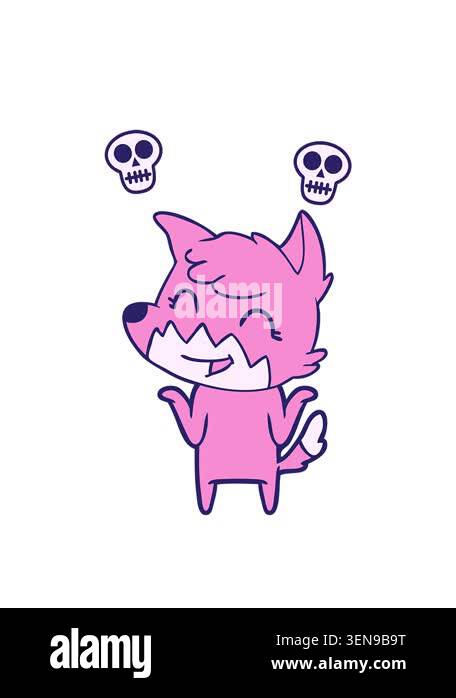 spinning skulls animation of a happy cartoon fox Stock Video Footage ...