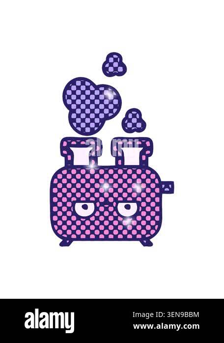 glitter effect animation of comic book style cartoon of a of a toaster ...