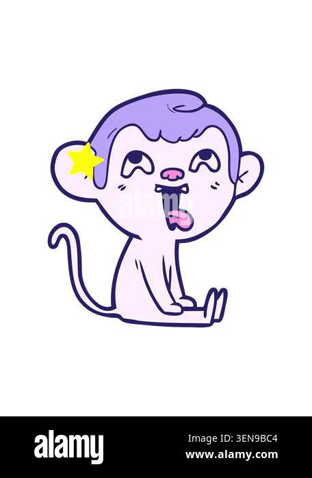 twinkling stars effect animation of crazy cartoon of a monkey Stock ...