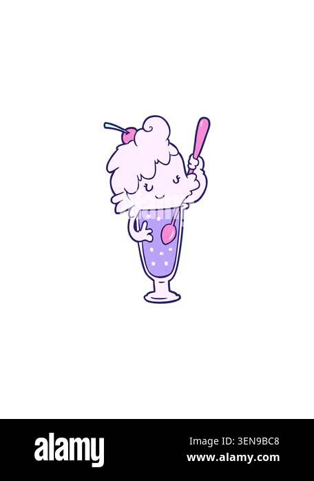 flashy sales animation of a cartoon ice cream soda girl Stock Video ...