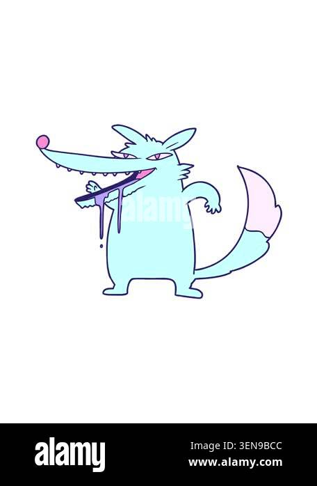 vibrating motion animation of fat fox cartoon character Stock Video ...