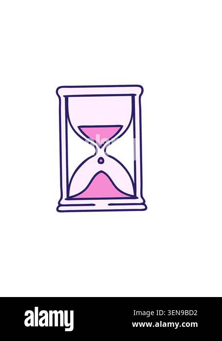 horizontally vibrating animation of cartoon of an hourglass running ...