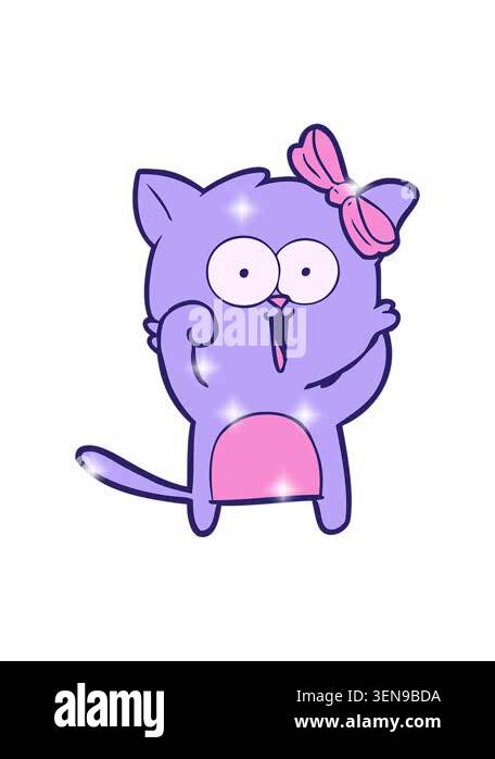 glitter effect animation of cartoon cat fun drawing Stock Video Footage ...