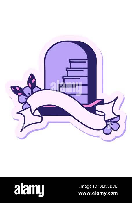 pixelize effect animation of tattoo style sticker with banner of a ...