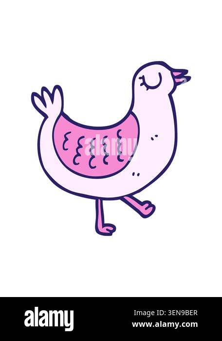 attention grabbing animation of hand drawn doodle style cartoon bird ...