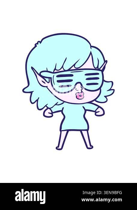 jiggle motion animation of pretty cartoon elf girl Stock Video Footage ...