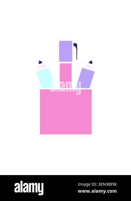 attention grabbing animation of flat symbol of a pencil pot icon Stock ...