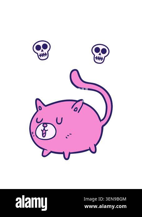 spinning skulls animation of a cartoon happy cat Stock Video Footage ...