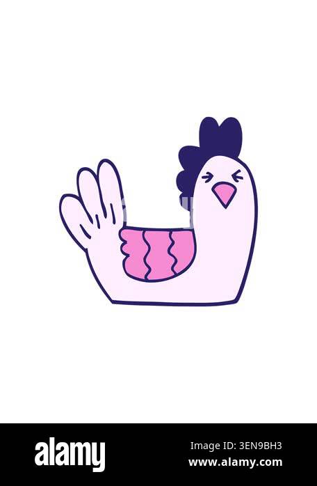 splitting effect animation of hand drawn doodle style cartoon roosting ...