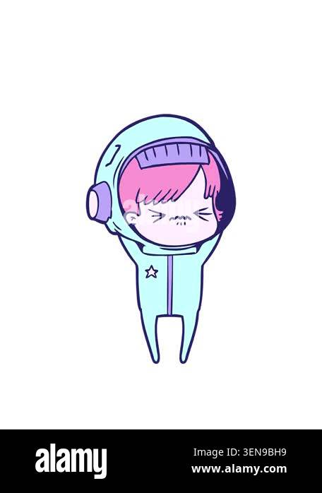 stretching up animation of angry cartoon space girl Stock Video Footage ...