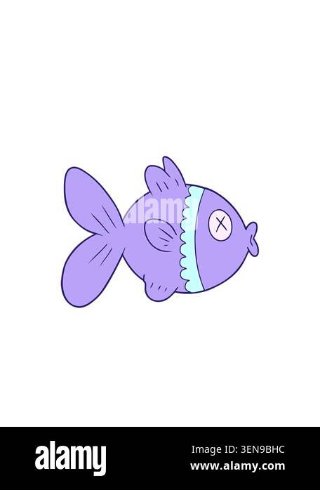 blinking radial lines animation of cartoon goldfish Stock Video Footage ...