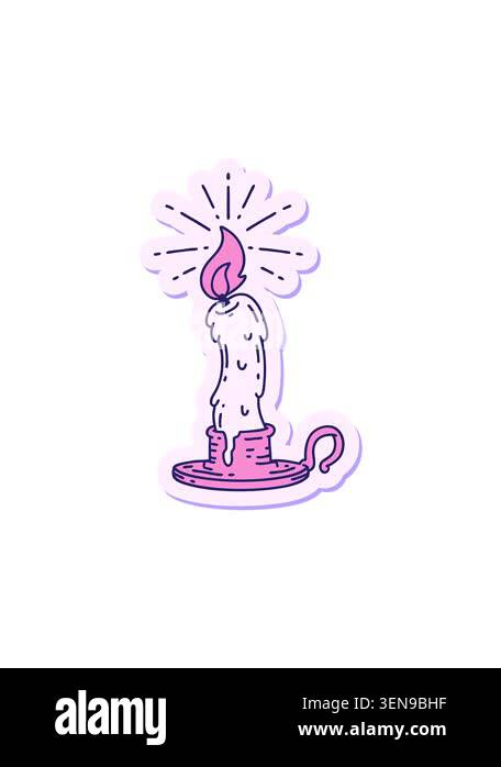 popping motion animation of sticker of a tattoo style spooky melting ...