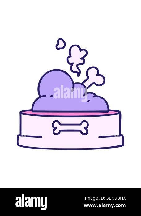 bob and pause animation of cartoon of a dog food bowl with bone Stock ...