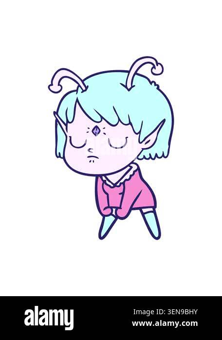 shaking motion animation of cartoon of alien girl Stock Video Footage ...