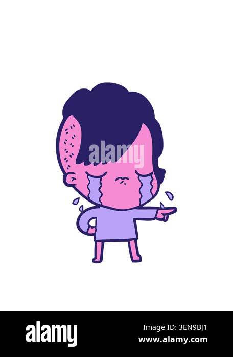 stretching up animation of cartoon crying girl accusing Stock Video ...