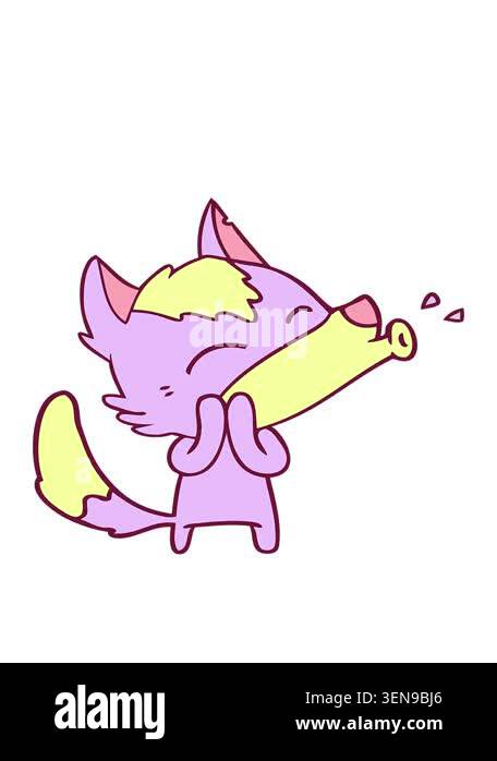 bobbing motion animation of fox cartoon character in bright glow color ...