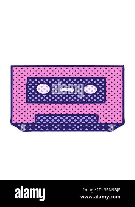 bobbing motion animation of cartoon doodle of a retro cassette tape ...