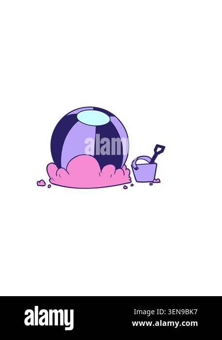 horizontally vibrating animation of cartoon beach ball and bucket Stock ...